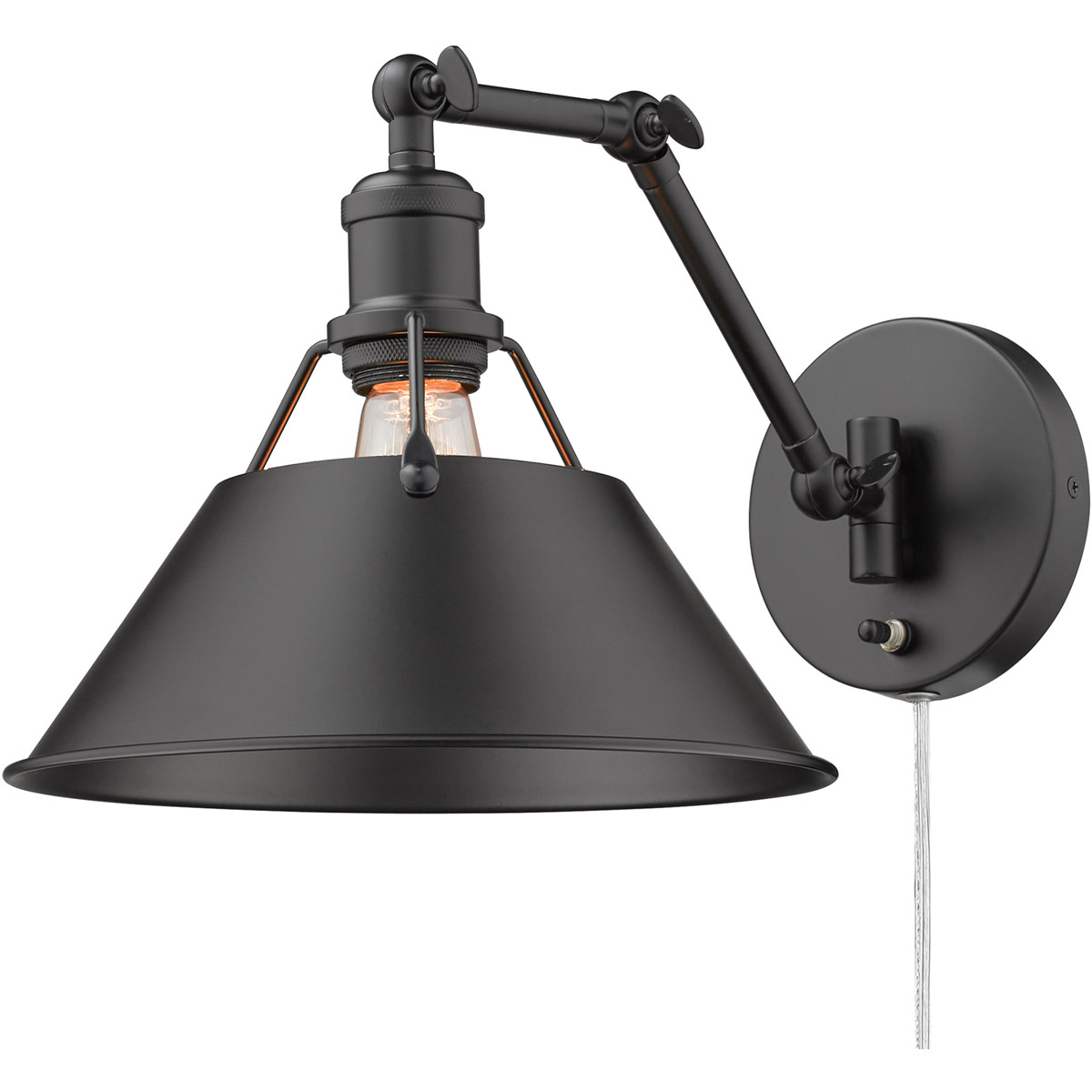 Golden Lighting 3306-A1W BLK-BLK Orwell 1 Light 10 inch Matte Black ...