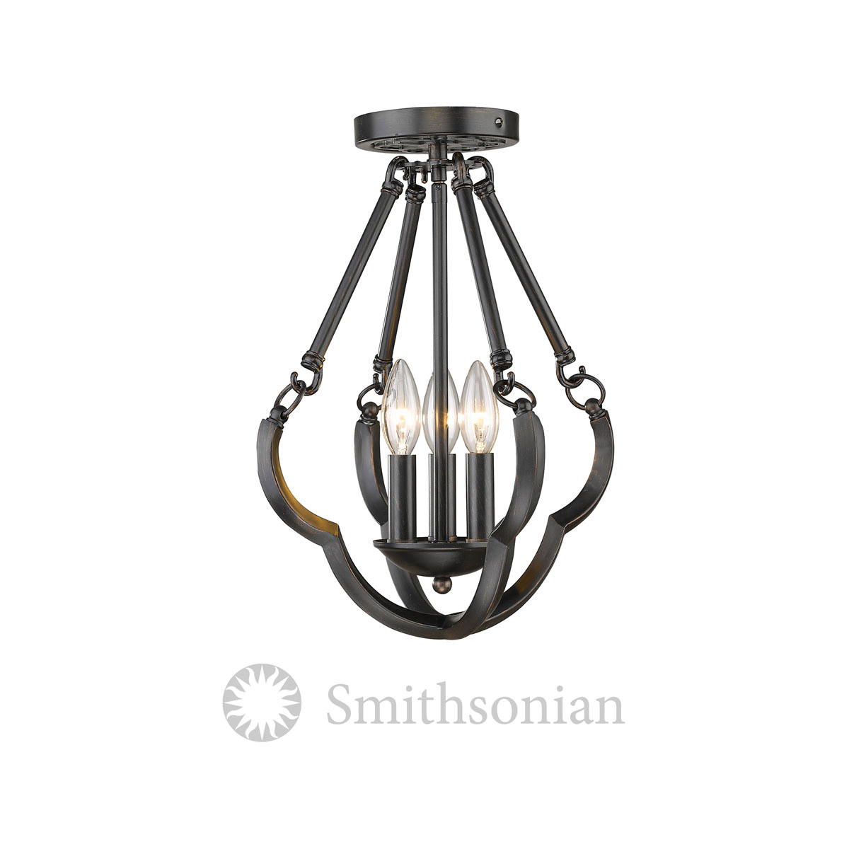 Golden Lighting 5926-SF ABZ Saxon 3 Light 13 inch Aged Bronze Semi-flush Ceiling Light, Convertible