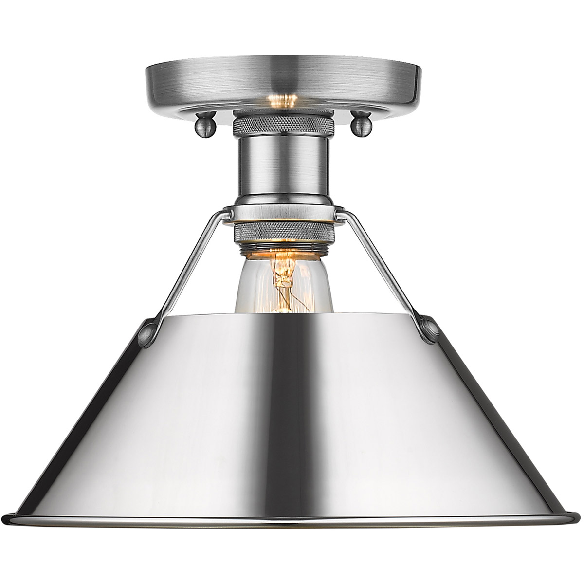 Golden Lighting 3306-FM PW-CH Orwell 1 Light 10 inch Pewter Flush Mount ...